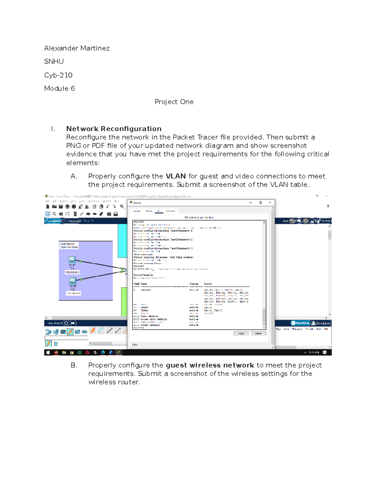 CYB 210 Module 6 Project 1: Network Reconfiguration and Segregation - Studocu