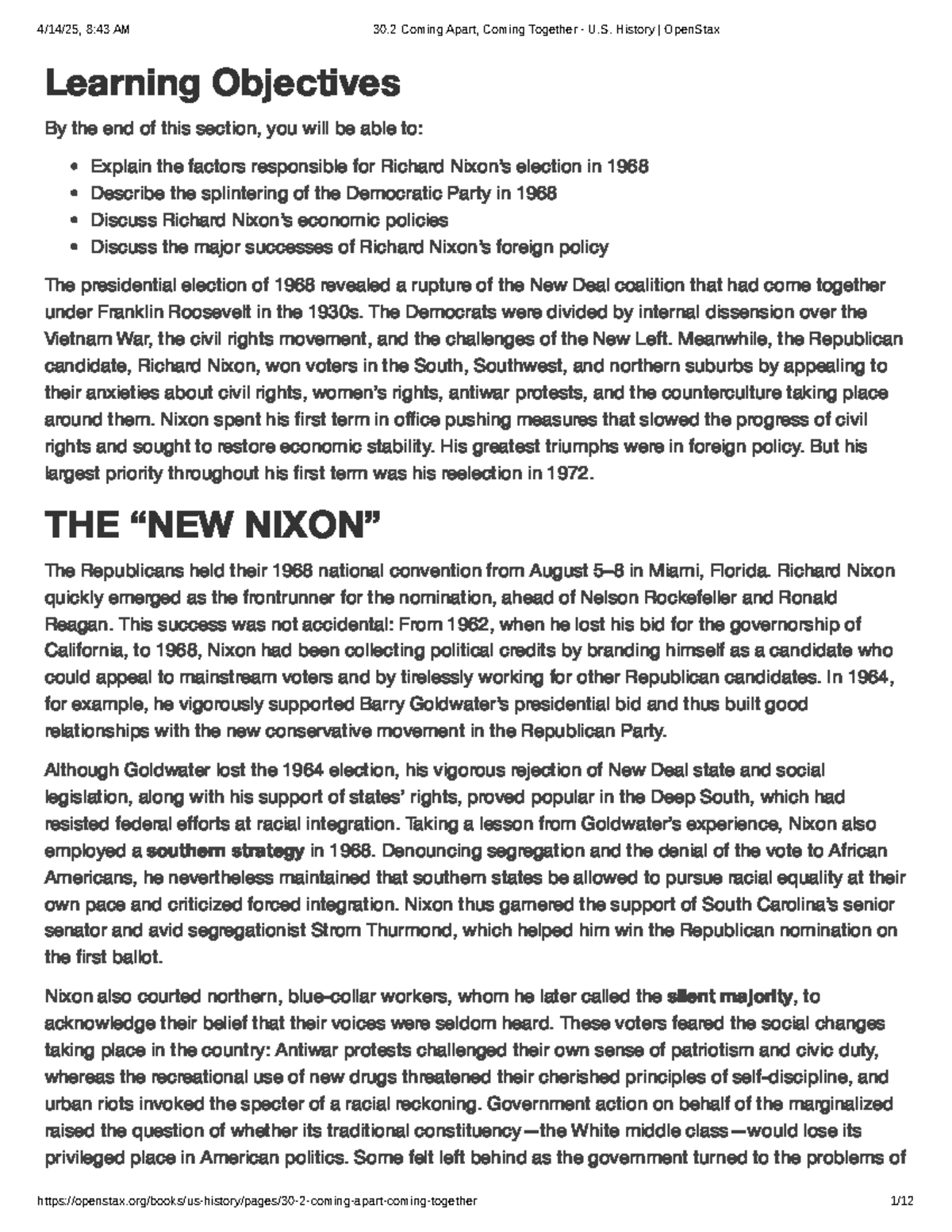 30.2 Coming Apart, Coming Together: Nixon's Foreign and Domestic ...