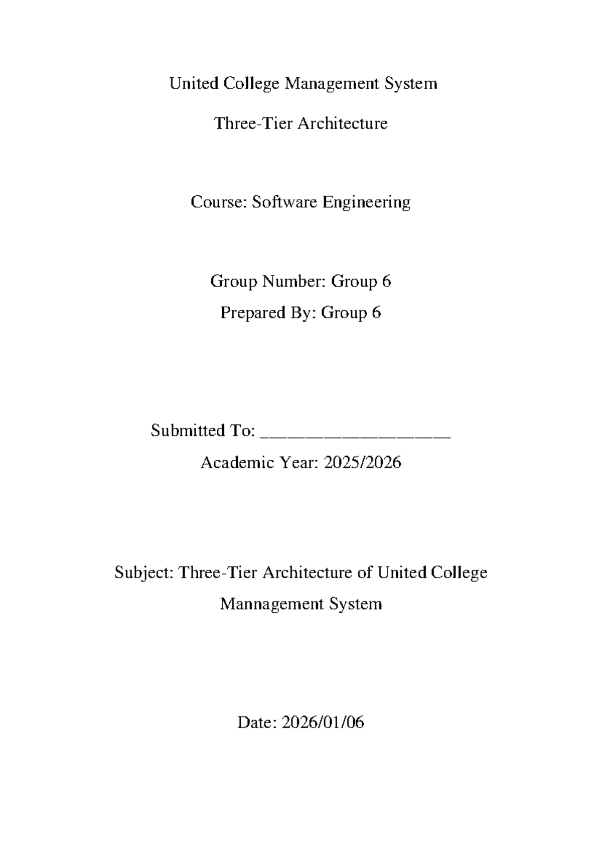 Three Tier Architecture of United College Management System (SE-Group 6 ...