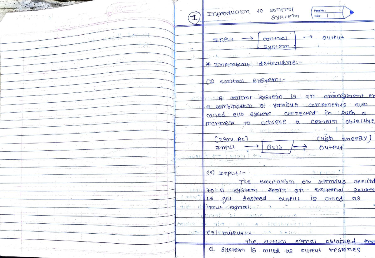 CST 101: Introduction to Control Systems - Handwritten Notes - Studocu