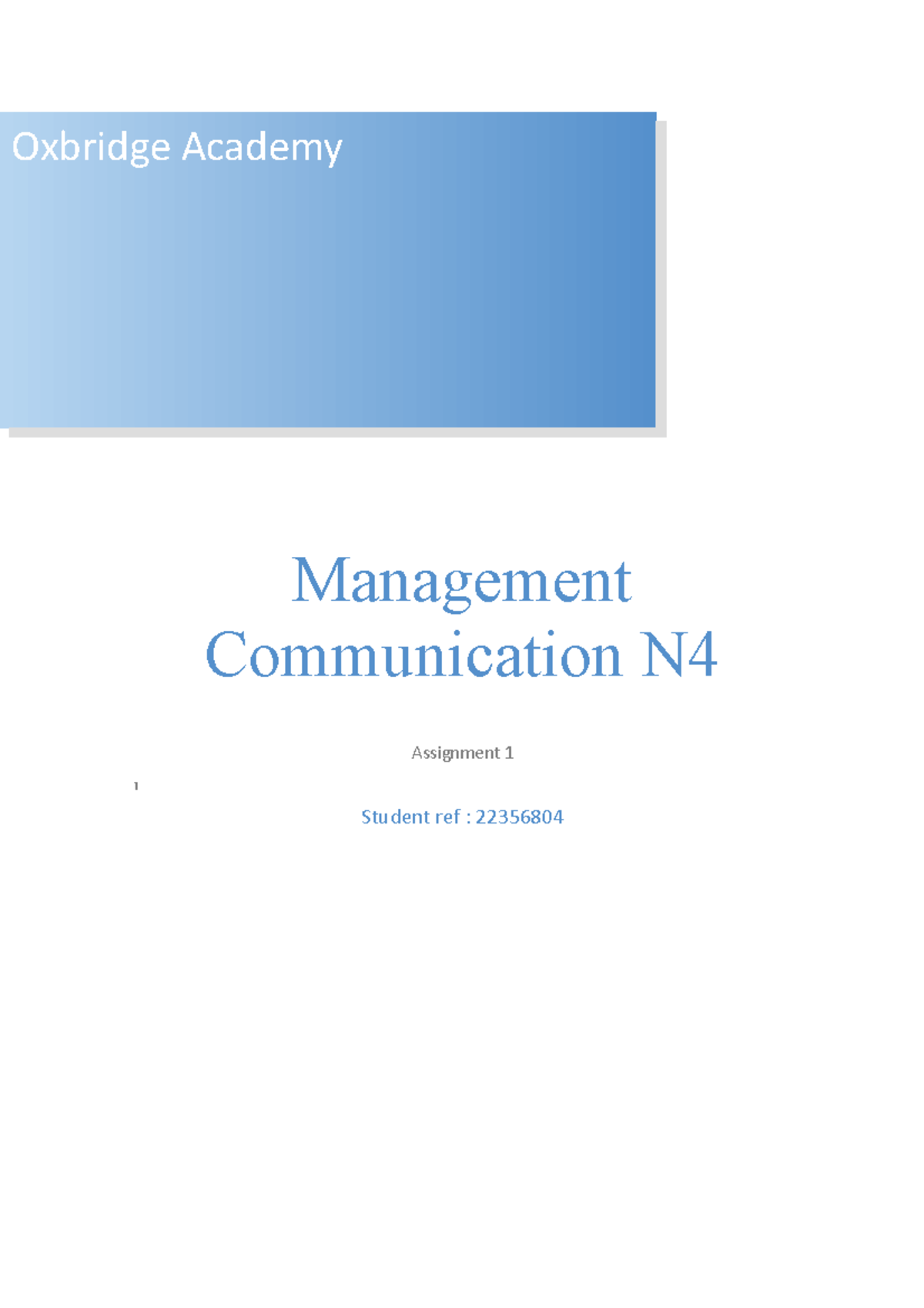 Management Communication N4: Assignment 1 Overview and Analysis - Studocu