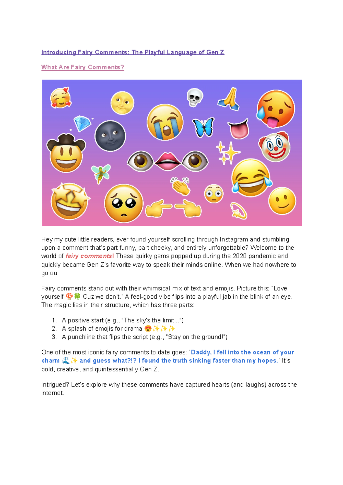 Introducing Fairy Comments The Playful Language of Gen Z - When we had ...