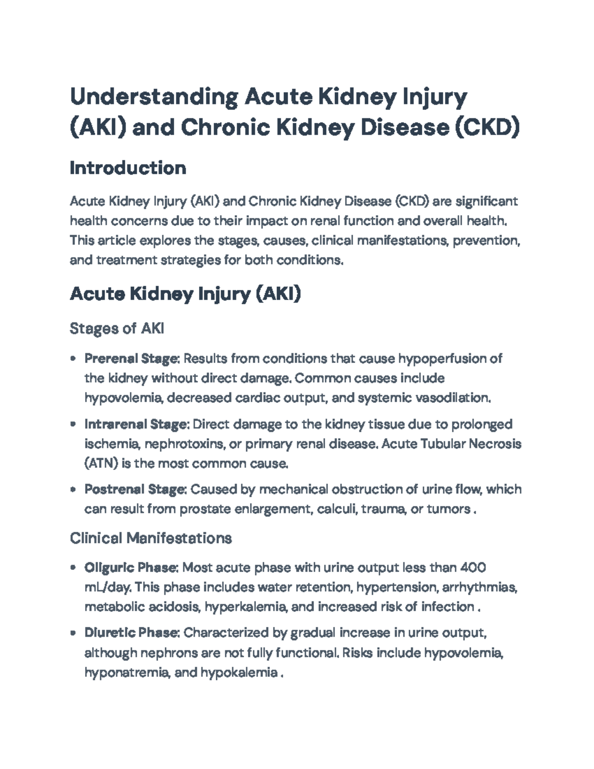 Understanding AKI and CKD: Stages, Causes, and Treatment Strategies ...