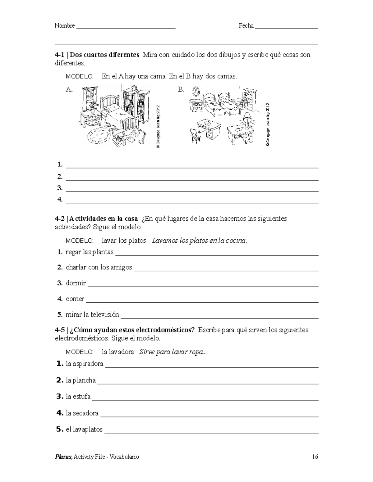 C4 Vocabulario - Lecture Notes 4: Actividades y quehaceres en casa ...
