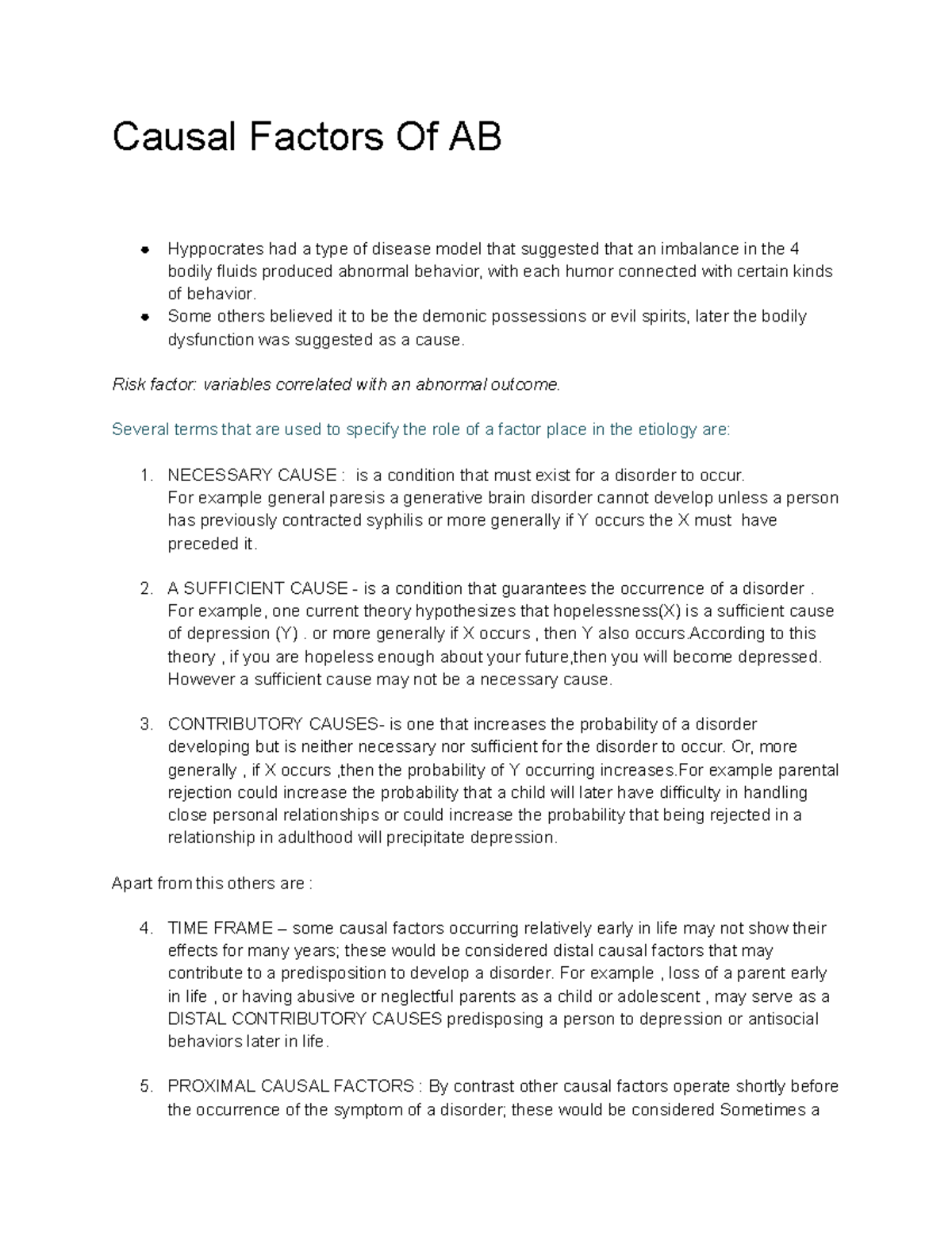 Causal Factors in Abnormal Behavior: A Comprehensive Overview - Studocu