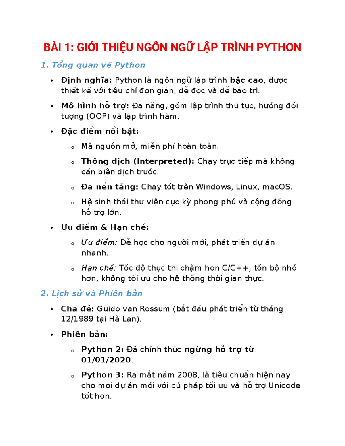 BÀI 1: GIỚI THIỆU NGÔN NGỮ LẬP TRÌNH PYTHON - TỔNG QUAN VÀ CÀI ĐẶT ...