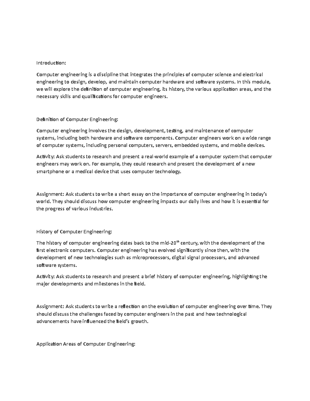 CPE1 - Computer Engineering Module Overview and Assignments - Studocu