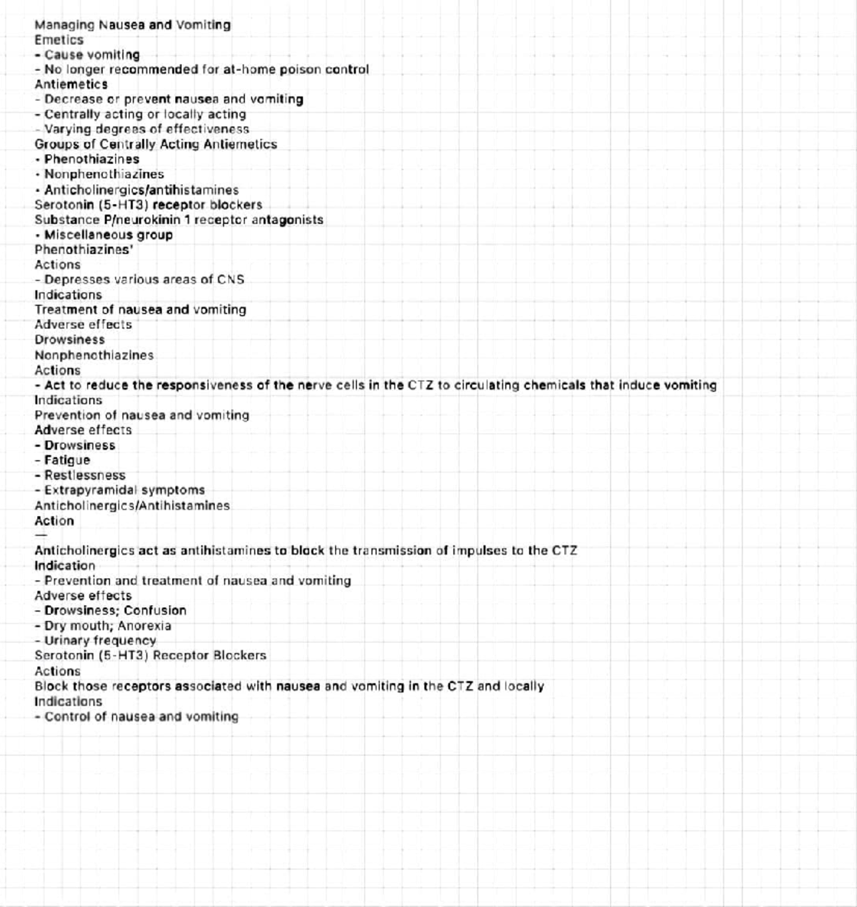 Managing Nausea and Vomiting: Lecture Notes on Antiemetics - Studocu