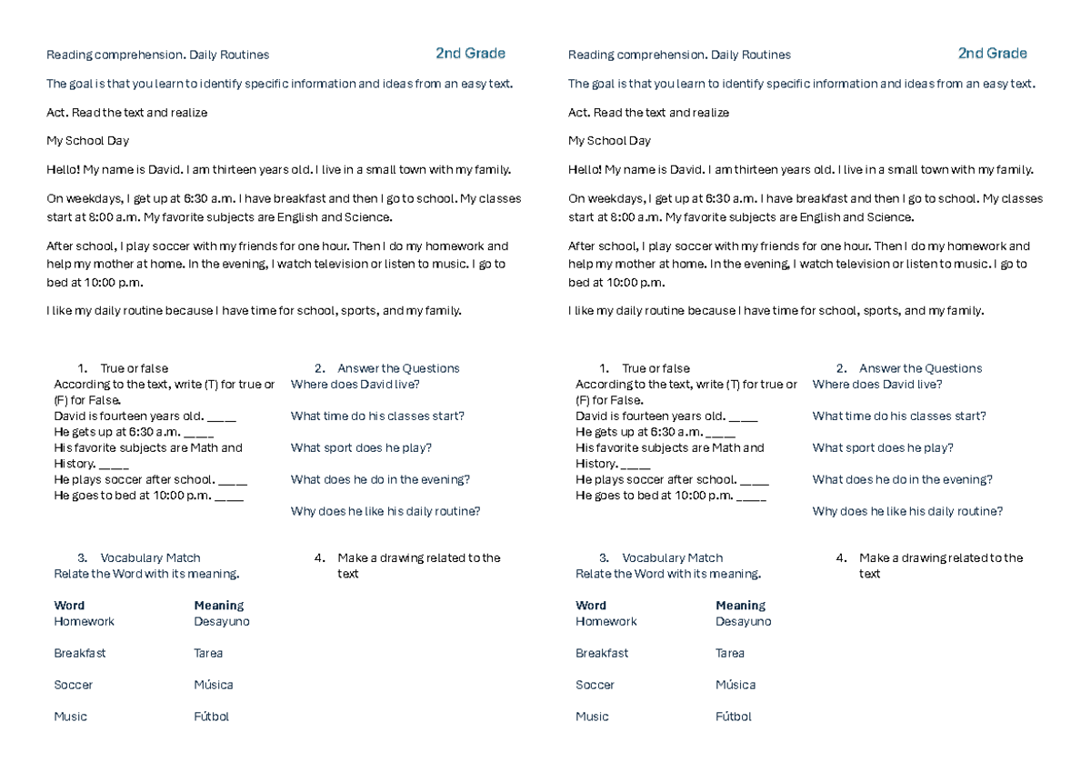 2nd Grade Reading Comprehension: Daily Routines & 3rd Grade Tech ...