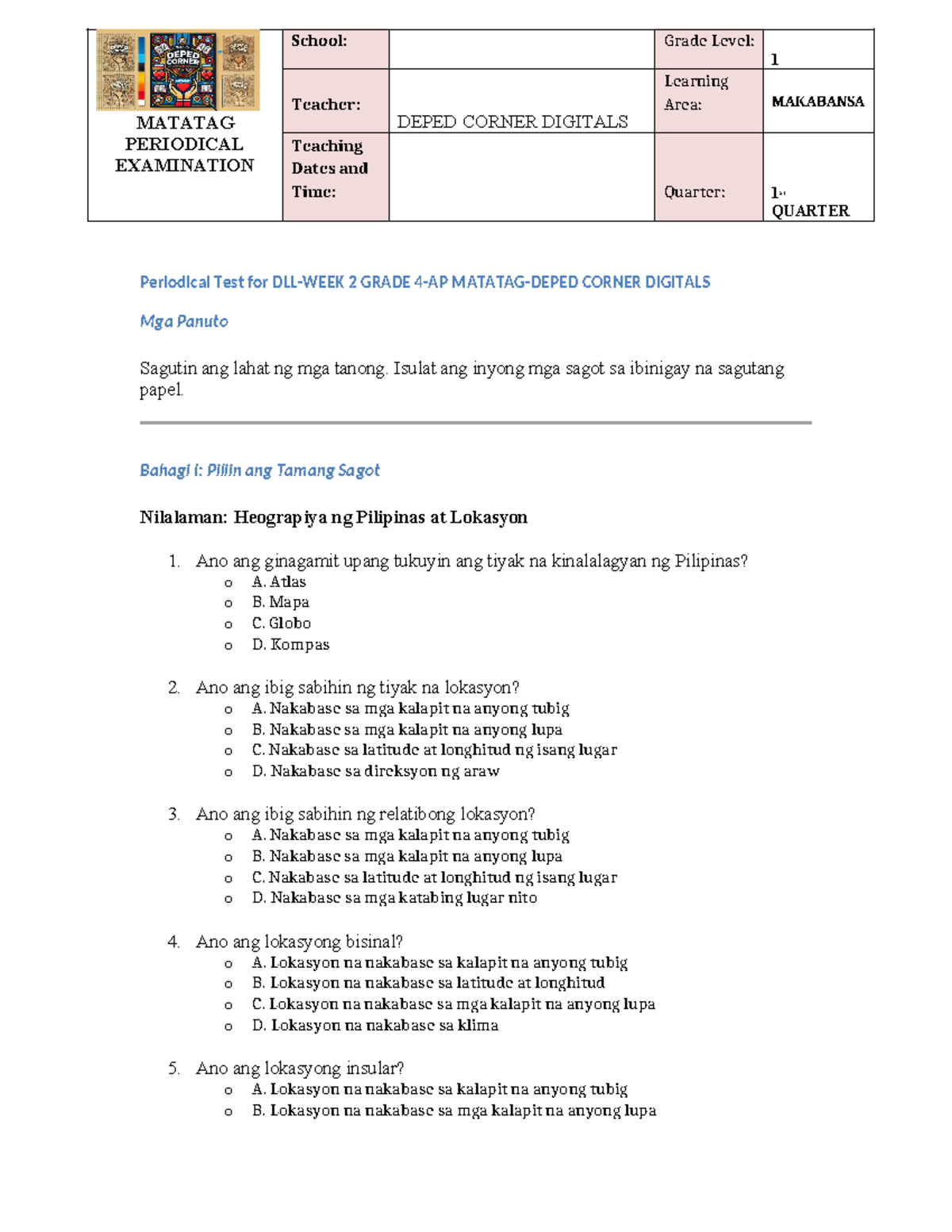PT-WEEK 2-AP - Deped Corner Digitals - Periodical Test for DLL-WEEK 2 ...