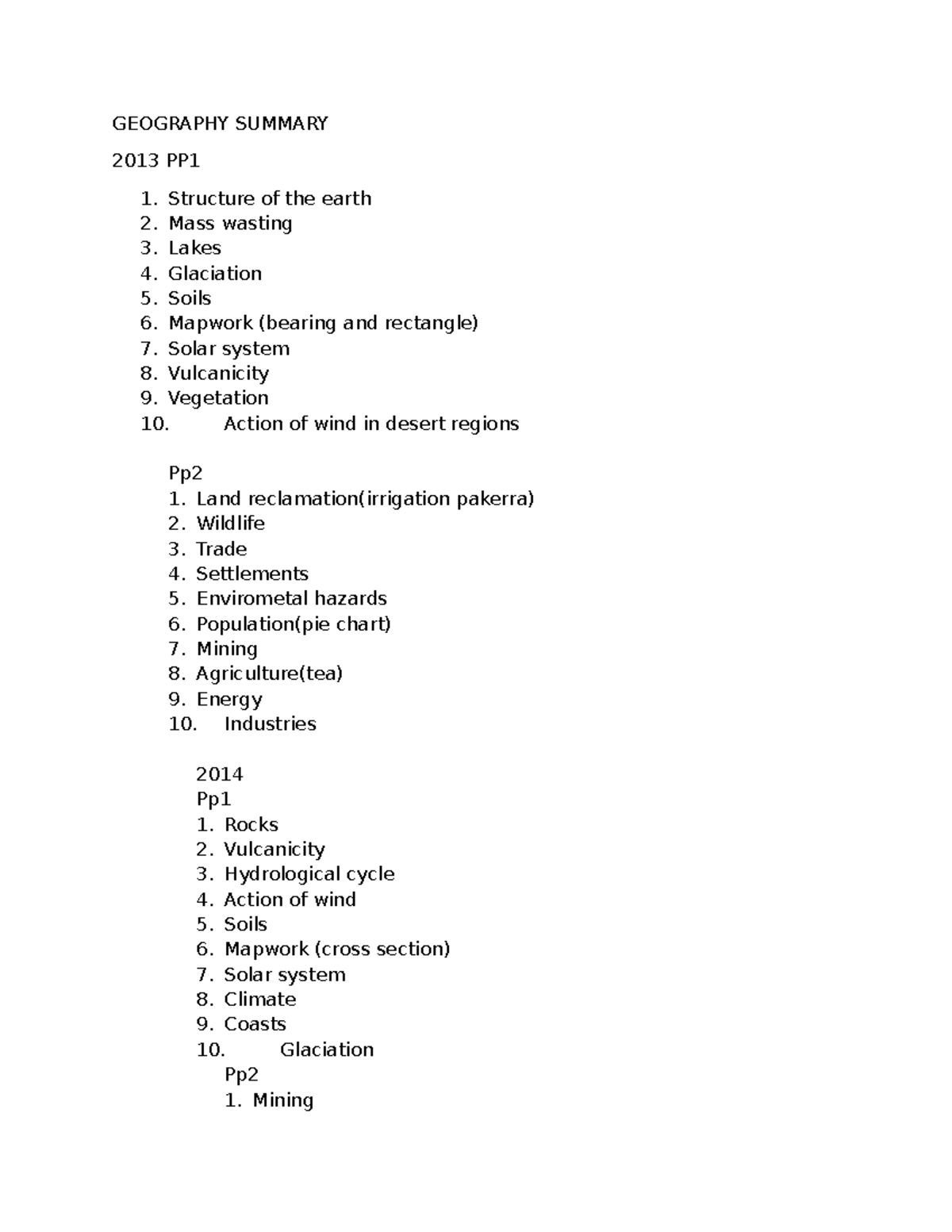 Geography Summary Notes for 2013-2024: Key Topics & Concepts - Studocu