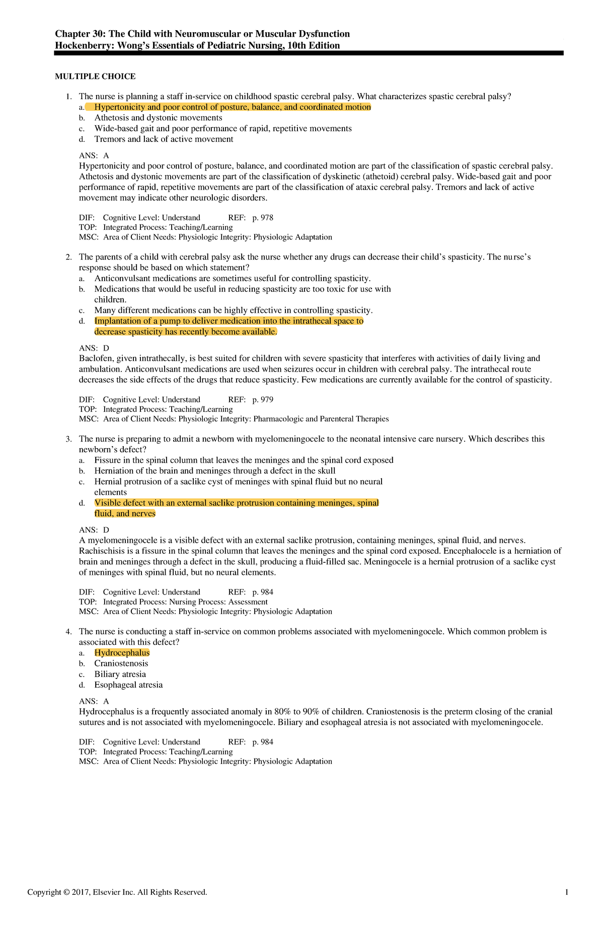Exam View - Chapter 30 - Practice questions with rationales - Chapter ...