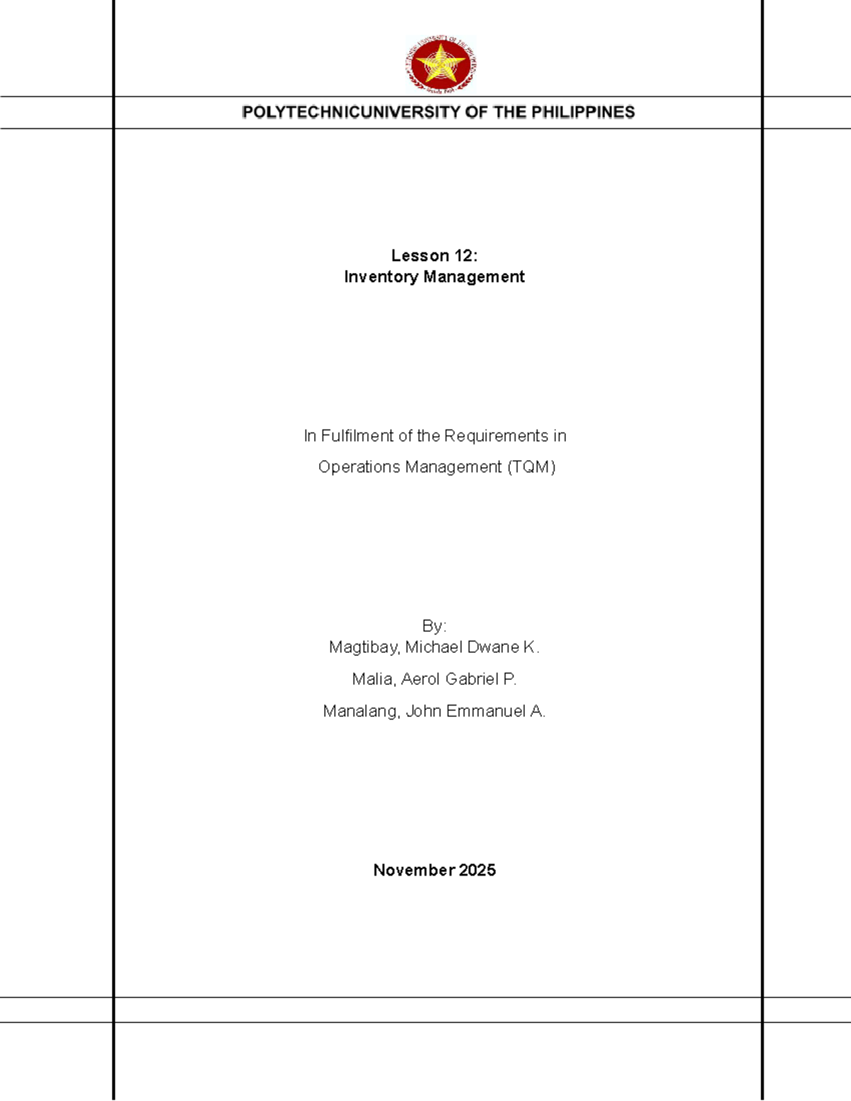 Lesson 12: Inventory Management in Operations Management (TQM) - Studocu