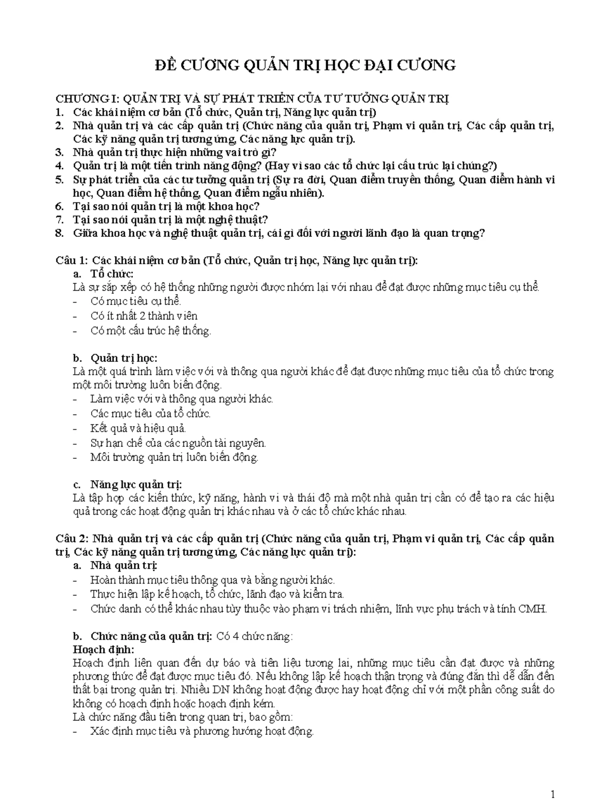 Ôn tập quản trị học ... - 640 câu Tr ắ c nghi ệ m Qu ả n tr ị h ọ c theo ch ươ ng ( có đáp án ...