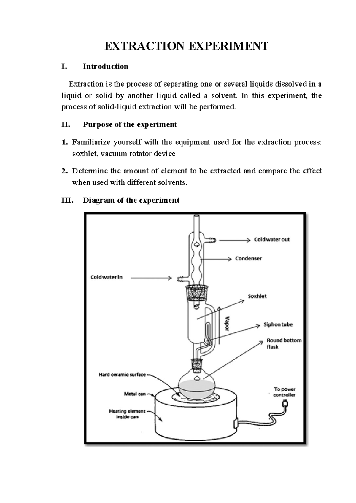 Extraction Experiment I: Techniques and Procedures - Studocu