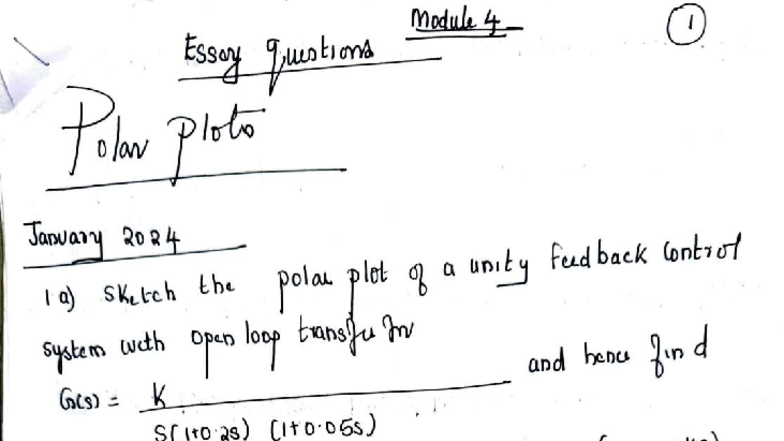 Module 4 Essay Questions: Polar Plot Analysis for Control Systems - Studocu