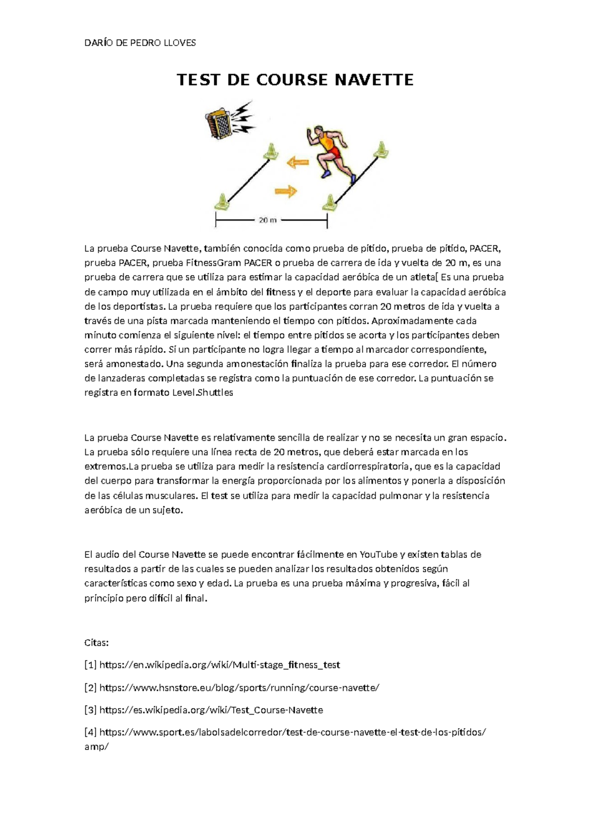 Test de Course Navette: Evaluación de la Capacidad Aeróbica - Studocu