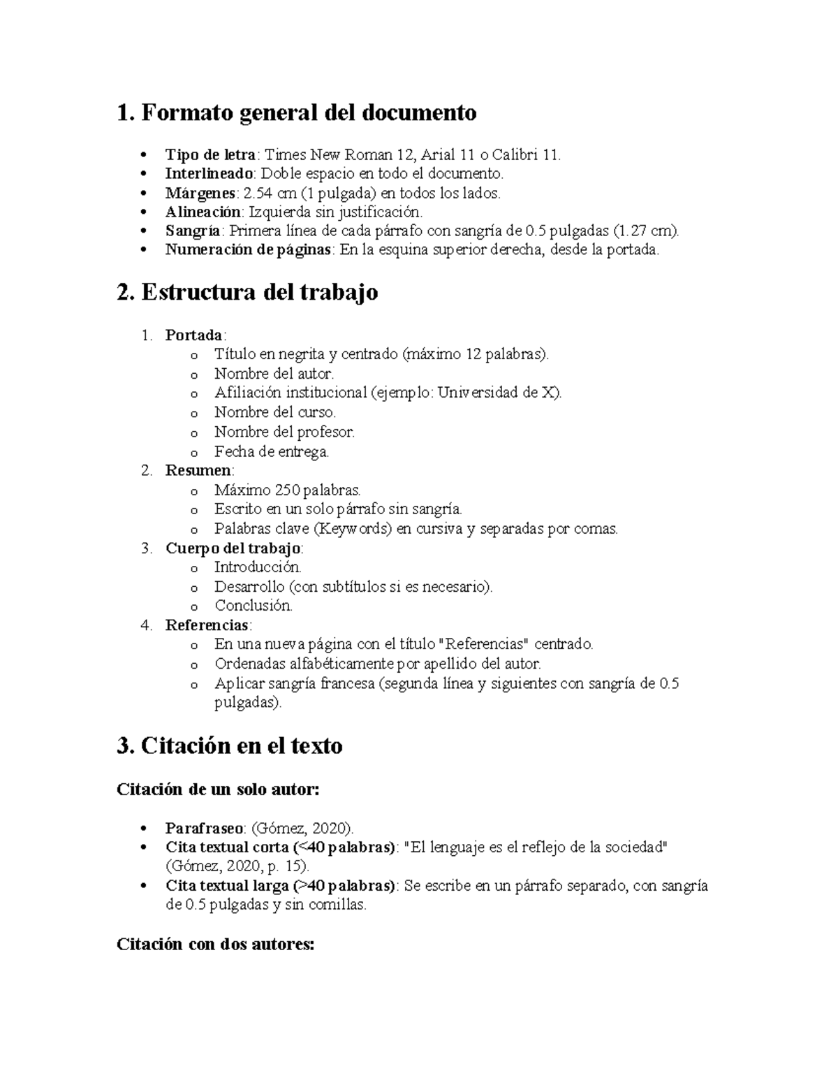 Normas de APA - 1. Formato general del documento Tipo de letra: Times ...
