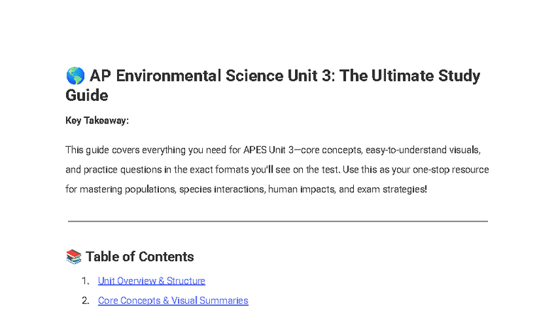APES Unit 3 Study Guide: Mastering Populations & Interactions - Studocu