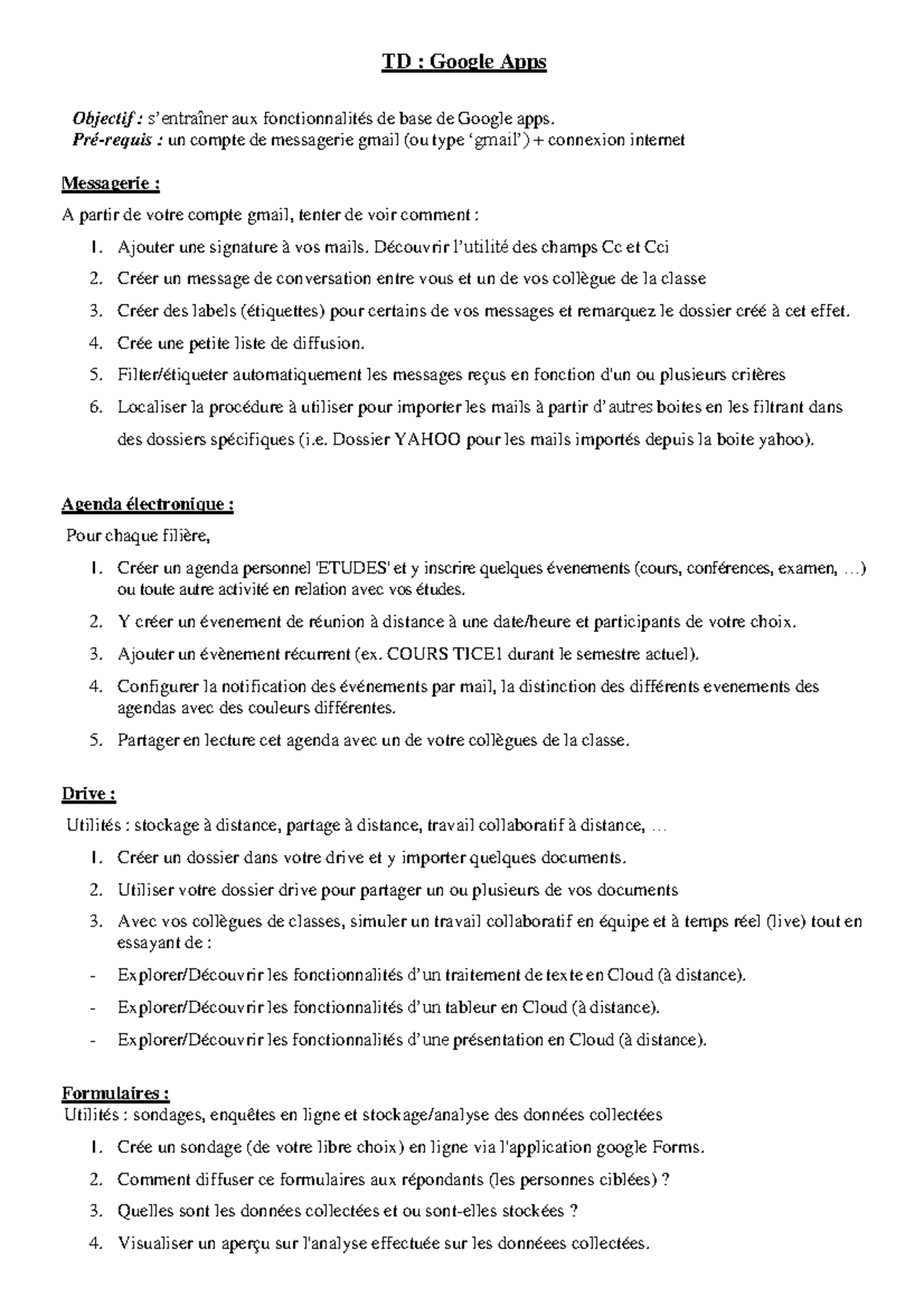 TP1 google - Cours sur la bonne utilisation de la messagerie ...