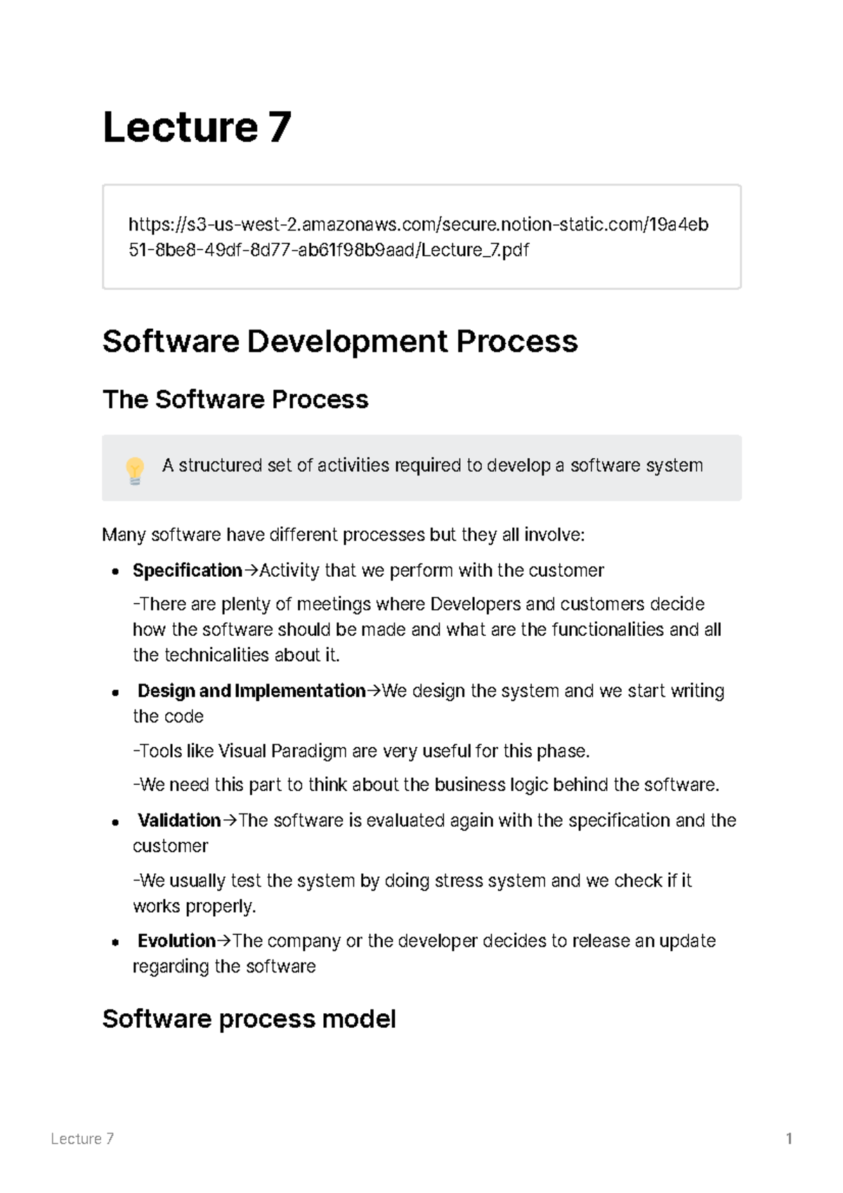 Lecture 7-Software Development and Management - Lecture 7 - Studocu