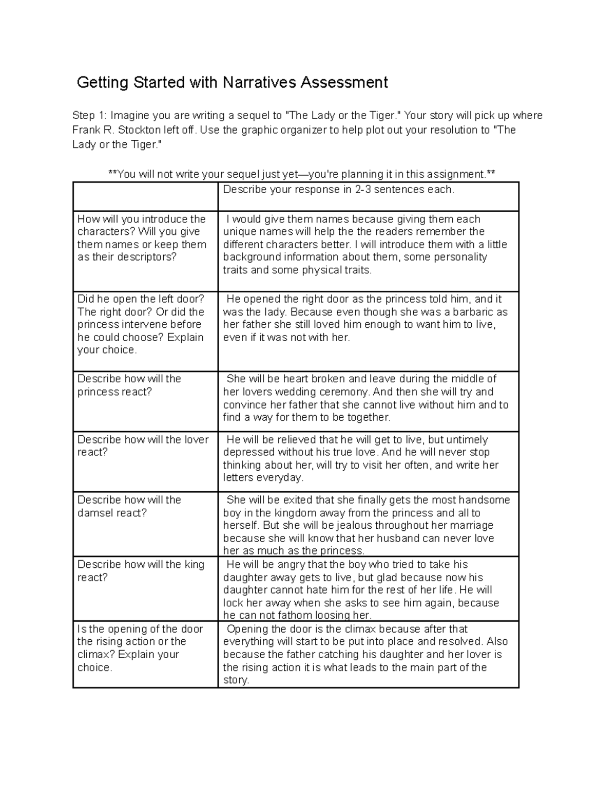 ENG 2A 2.01 Getting Started with Narratives Assessment - Getting ...