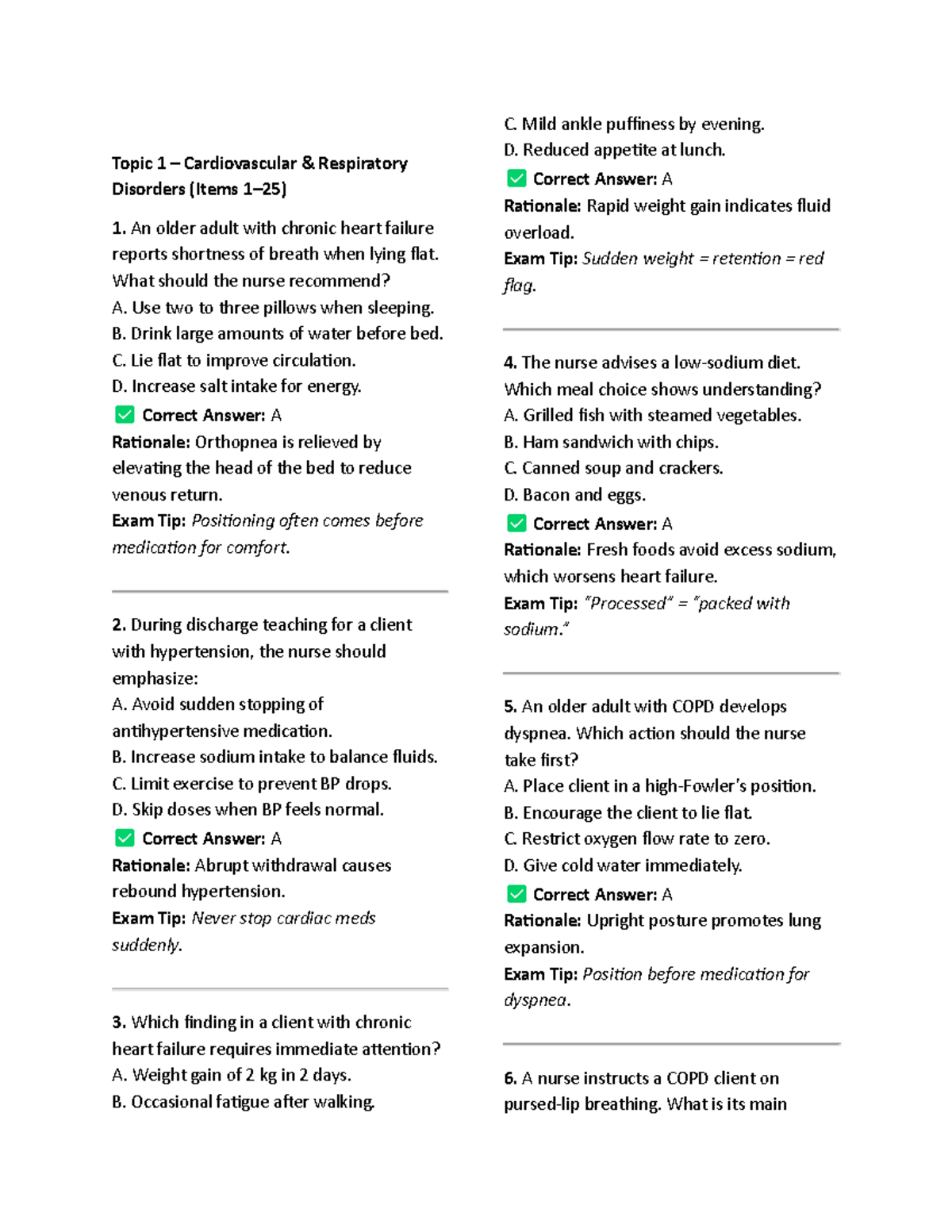 Geria Chronic Diseases: Cardiovascular & Endocrine Disorders Study Guide - Studocu