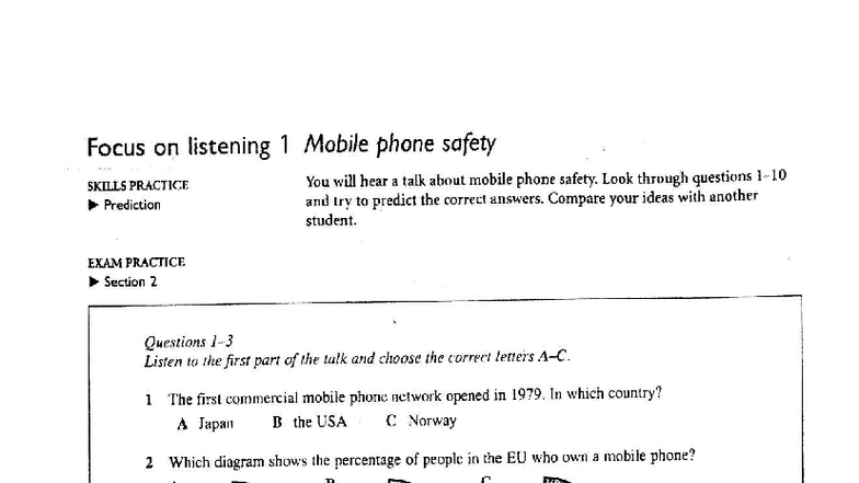 Focus on Listening 1: Mobile Phone Safety Skills Practice - Studocu