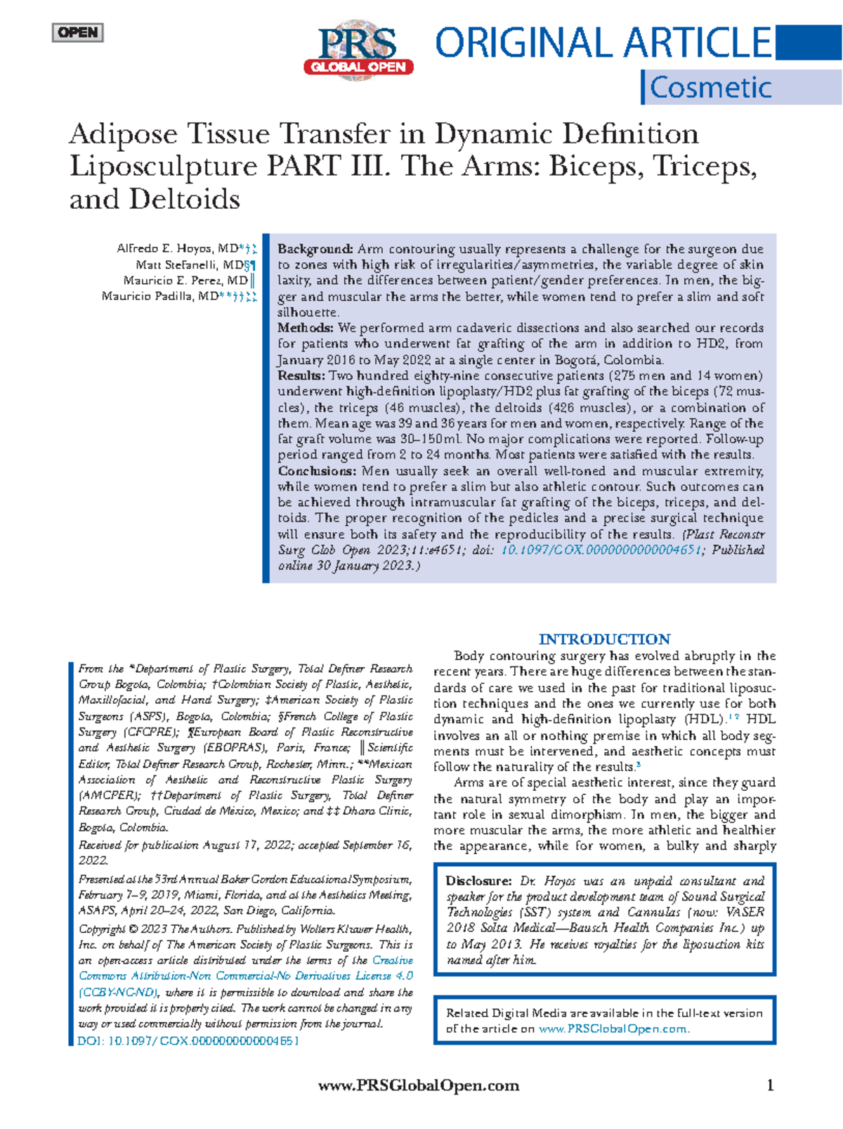 Adipose Tissue Transfer in Dynamic Definition 72 - PRSGlobalOpen 1 ...