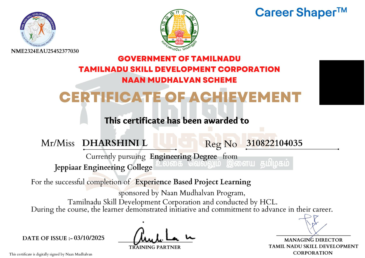 NME2324EAU25452377030 Naan Mudhalvan Program Certificate of Achievement ...