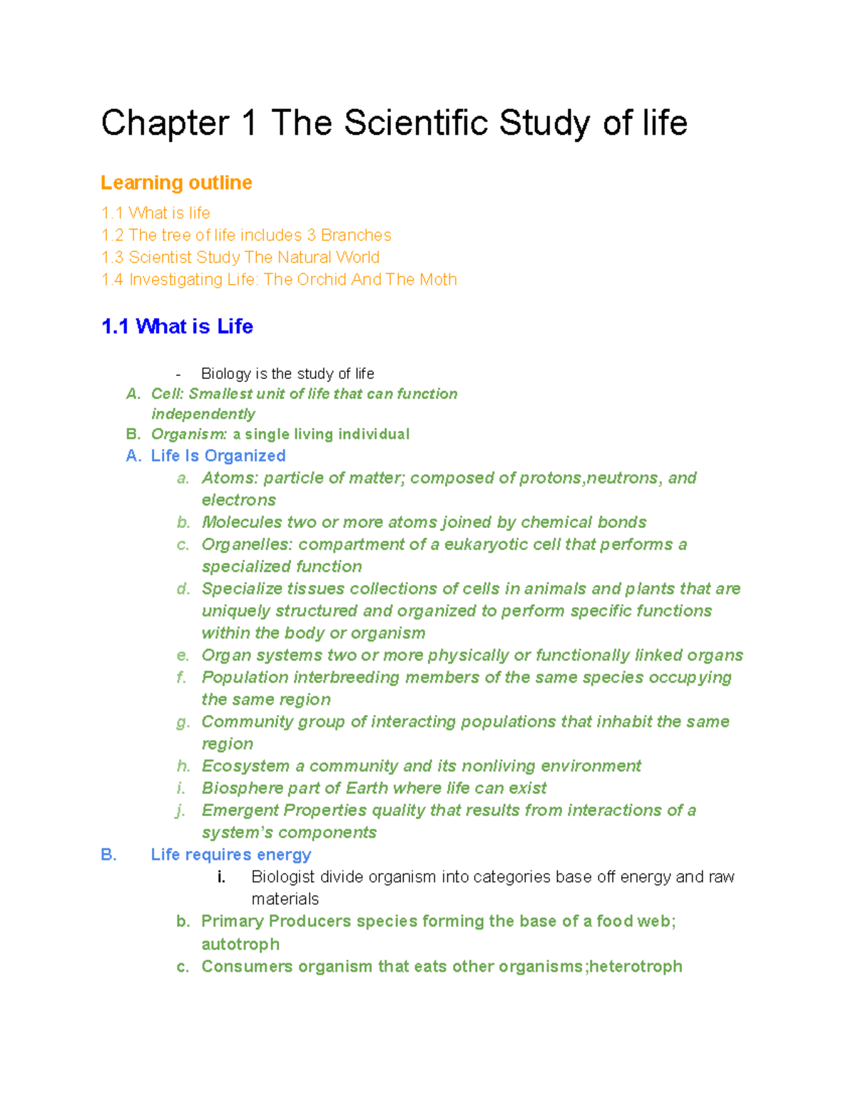 Chapter 1: The Scientific Study of Life - Study Notes - Studocu