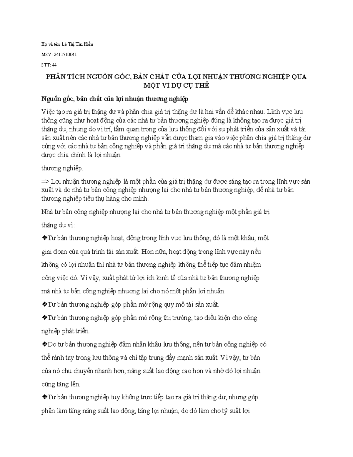 Btvn ktct - review - Họ và tên: Lê Thị Thu Hiền MSV: 2411710041 STT: 44 PHÂN TÍCH NGUỒN GỐC, BẢN ...