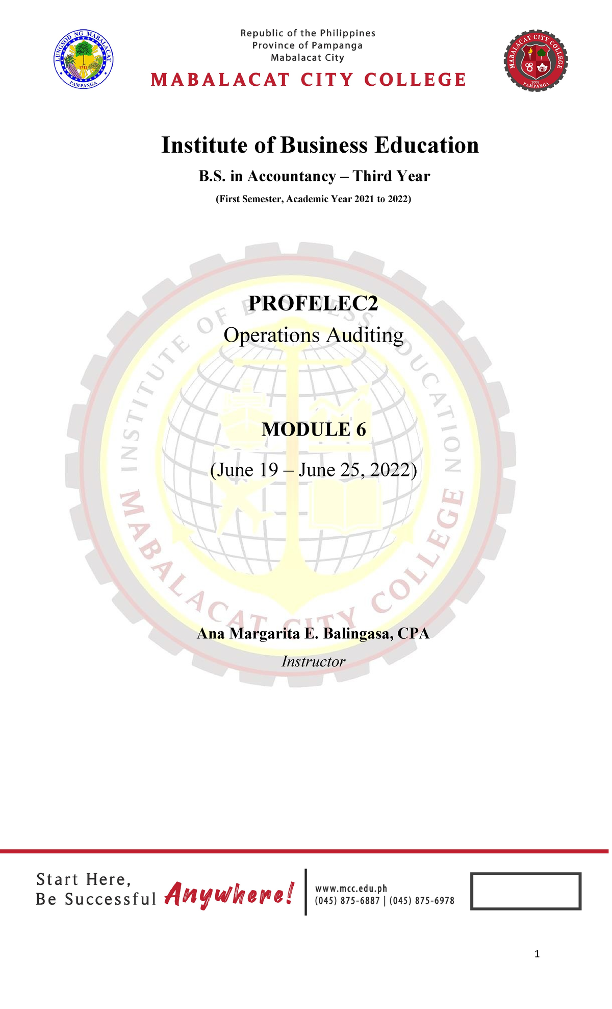 Module 6 Lecture Notes: Operations Auditing (PROFELEC 2) - Studocu