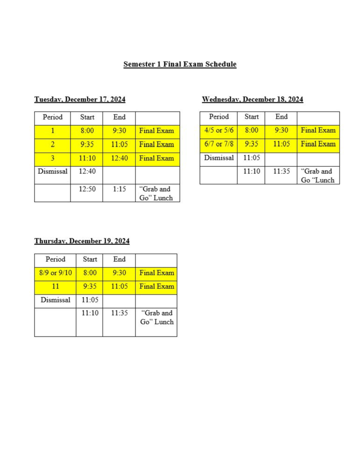 S1 Exam Schedule - hgyyagghhbbj - Semester 1 Final Exam Schedule ...