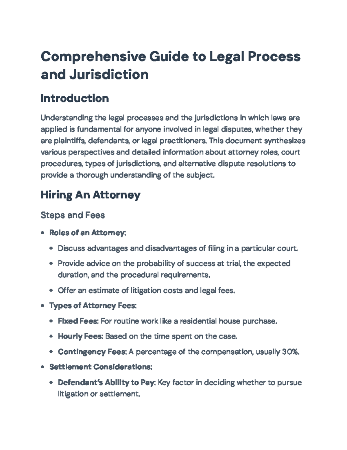 Comprehensive Guide to Legal Processes and Jurisdiction (LAW 101 ...