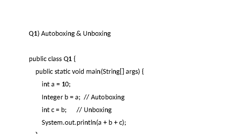 Practise Questions 2 Java Autoboxing Wrapper Classes Time Handling