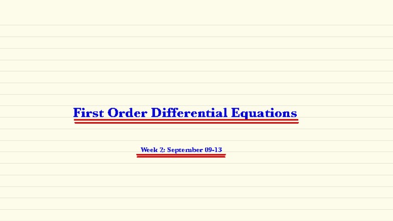 First Order Differential Equations (Week 2) - Bernoulli Method - Studocu