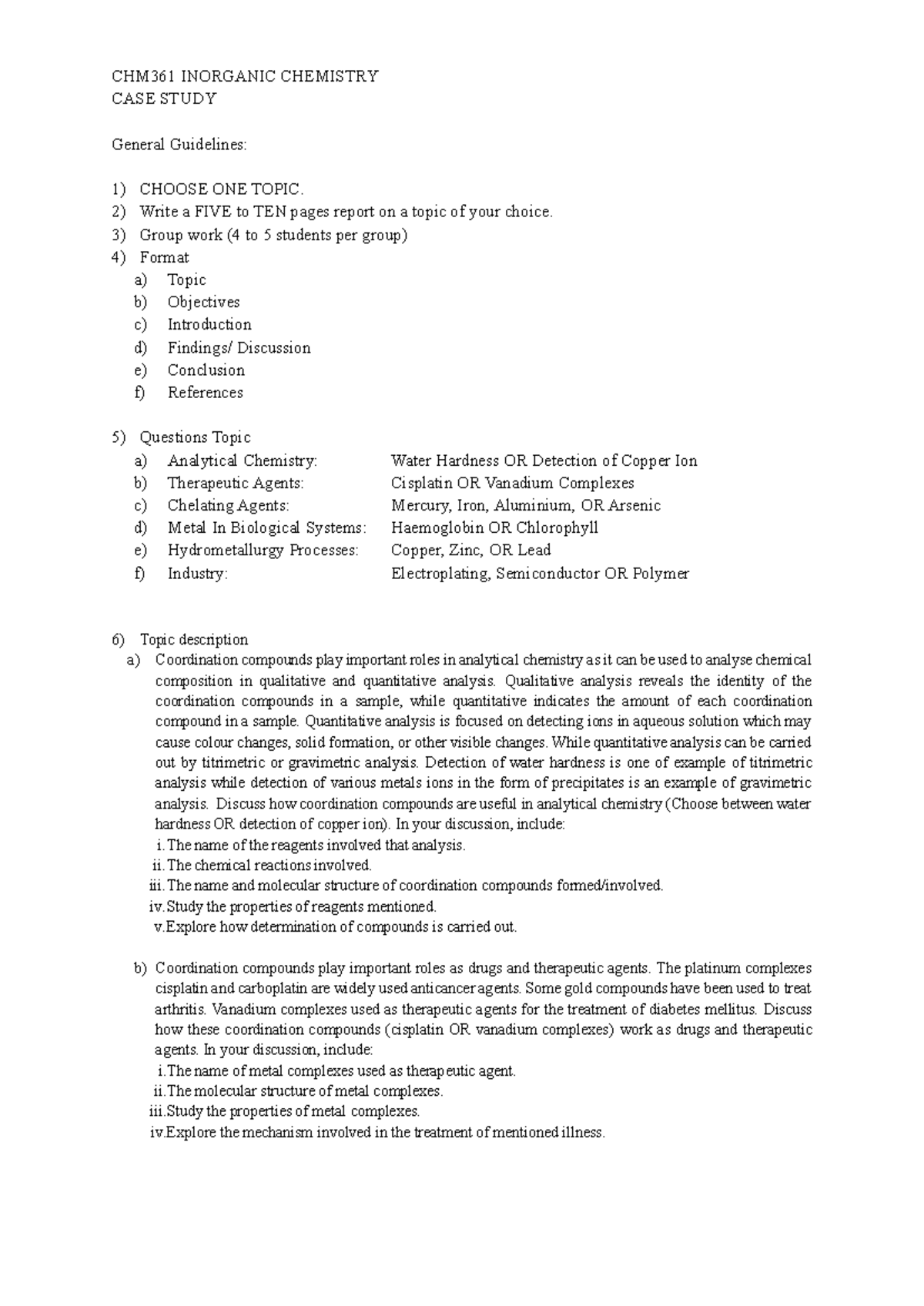 CHM361 CASE Study Question OCT2024-FEB2025 - CHM361 INORGANIC CHEMISTRY ...