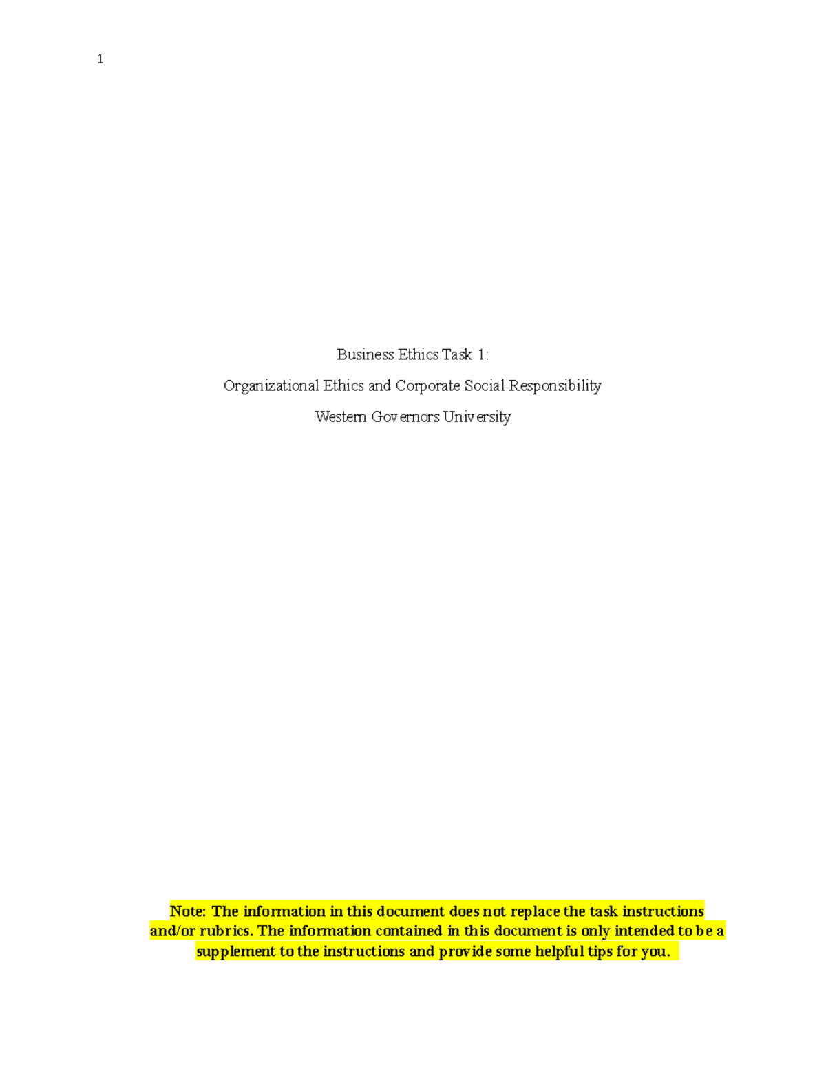 C717 Business Ethics Task 1: Org Ethics & CSR Analysis Guide - Studocu