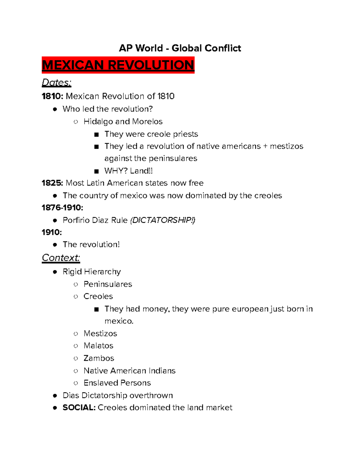 AP World - Study Guide - Unit 7 - Global Conflicts and Revolutions ...