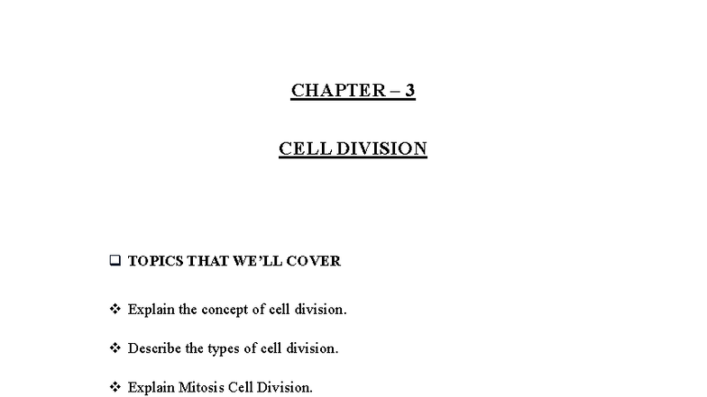 Biology 3 - Chapter 3: Cell Division and Mitosis Explained - Studocu