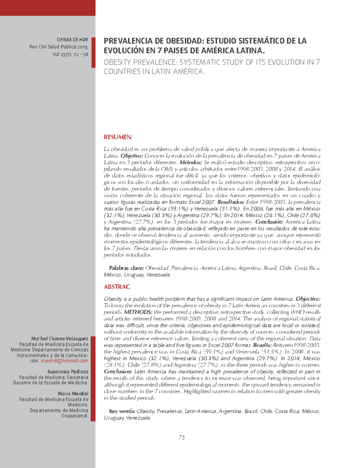 Rchsp 19 1 CDH-1 - Buena lectura - Resumen La obesidad es un problema ...
