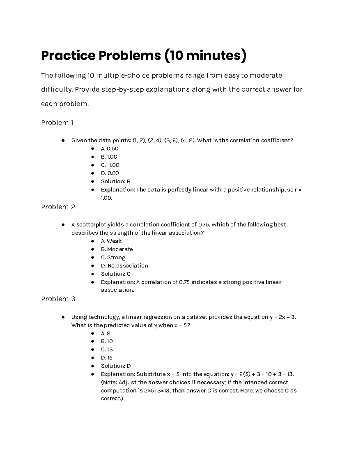 Algebra Practice Problems (12 1) with Explanations and Solutions - Studocu