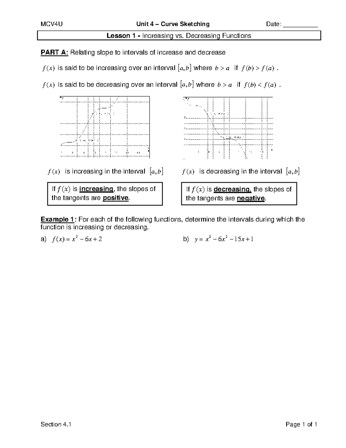 MCV4U Unit 4 - Comprehensive Curve Sketching Notes - Studocu