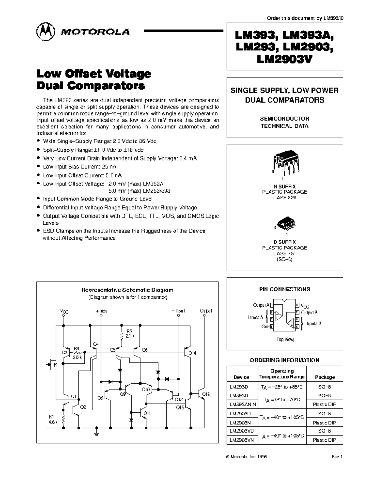 LM393 Dual Precision Voltage Comparators Technical Data - Studocu