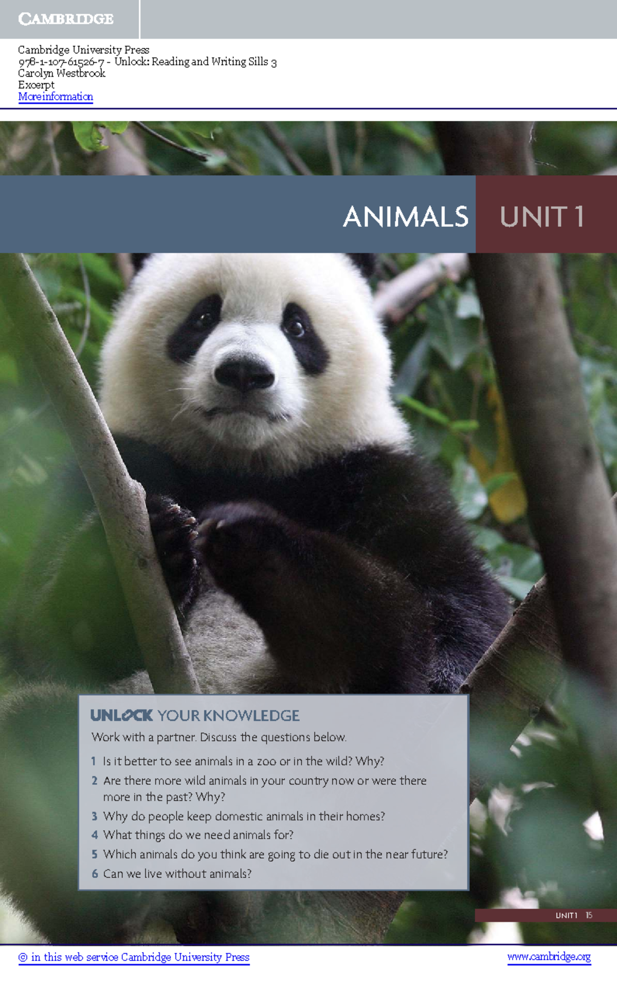 Unlock: Reading and Writing Skills 3 - Animals Unit 1 Overview - Studocu
