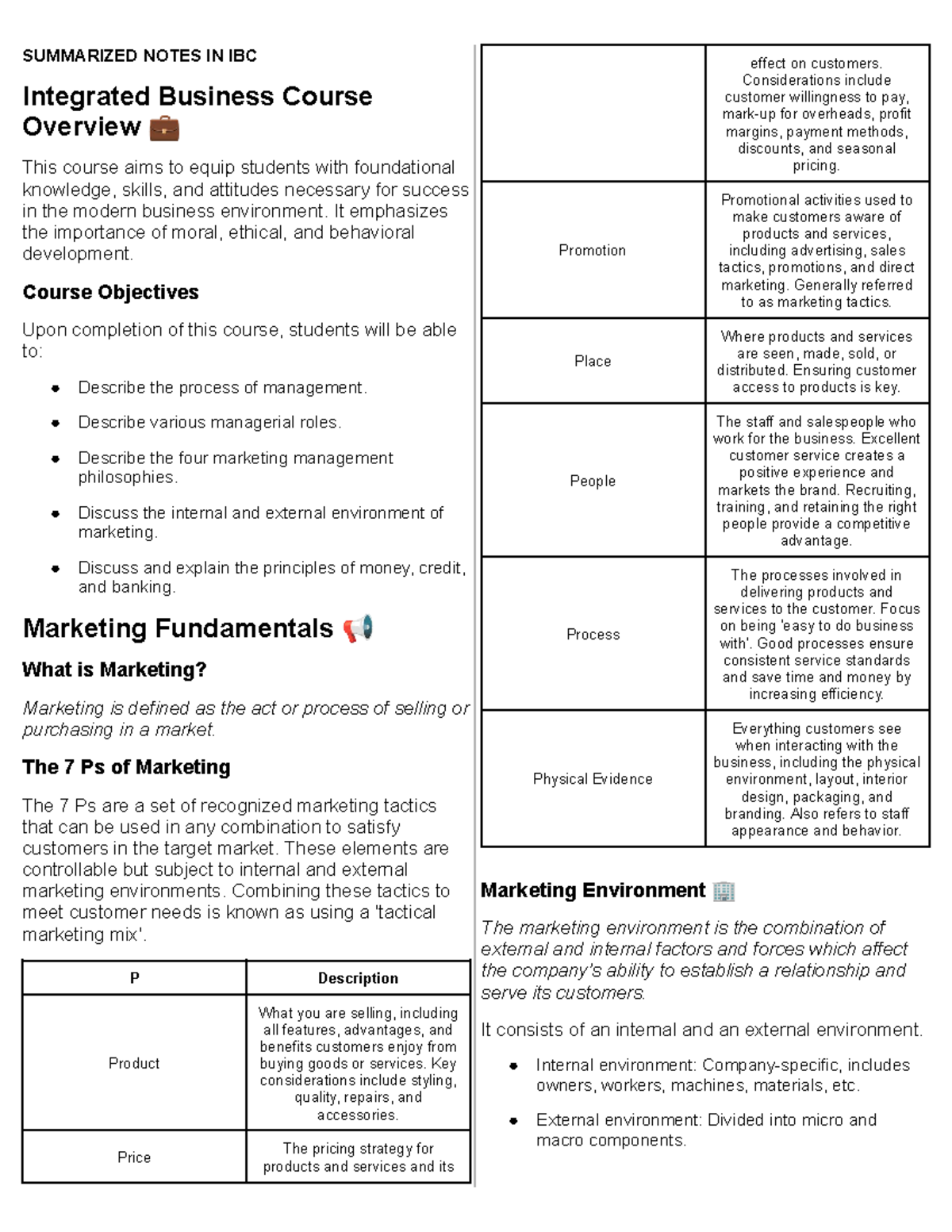 IBC Course Summary: Key Marketing Concepts and Customer Impact - Studocu