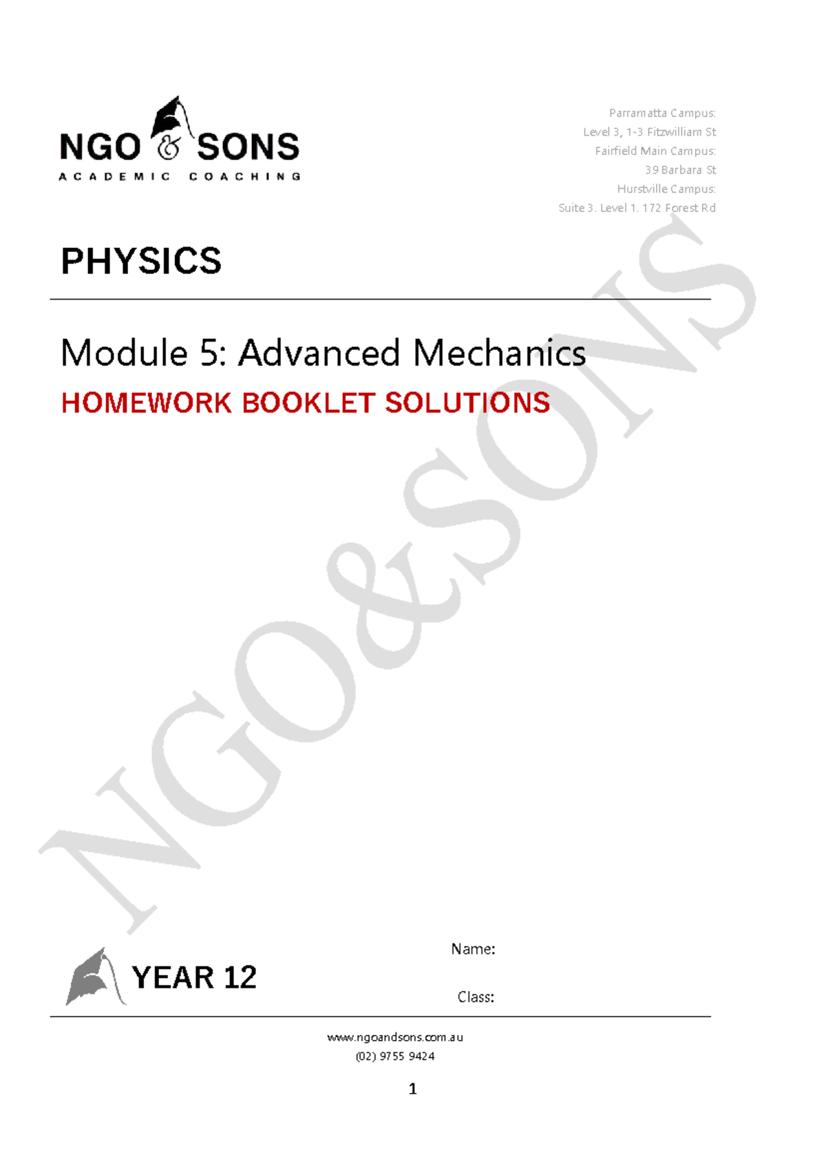 PHYSICS Module 5: Advanced Mechanics Homework Solutions - Studocu