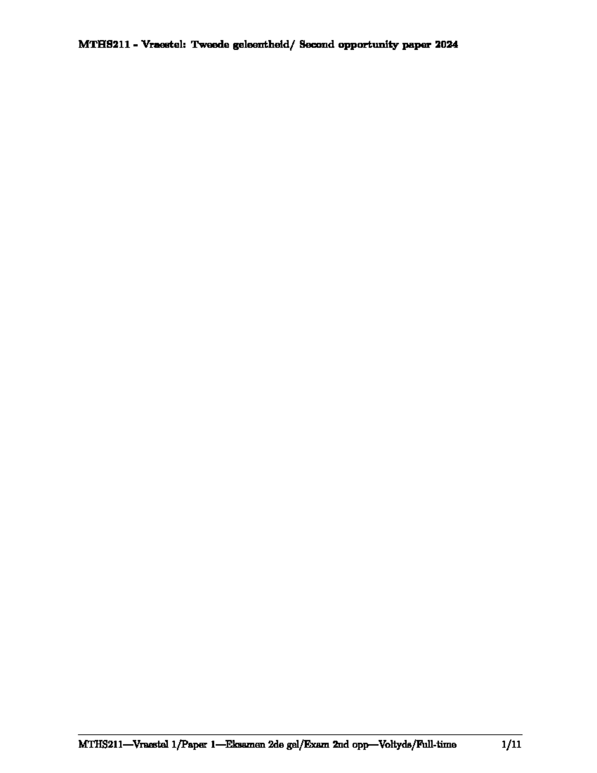 MTHS211 - Final Exam Paper: Second Opportunity 2024 - Studocu
