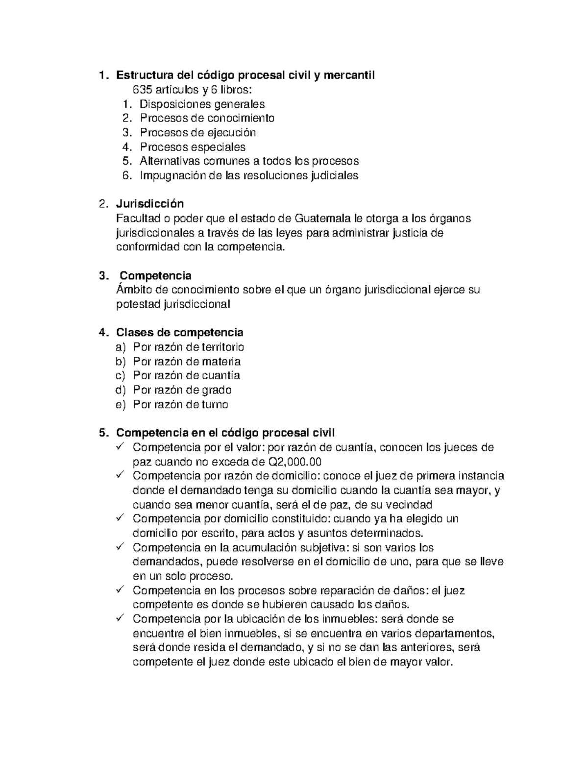 Repaso del Código Procesal Civil - Estructura y Competencia - Studocu